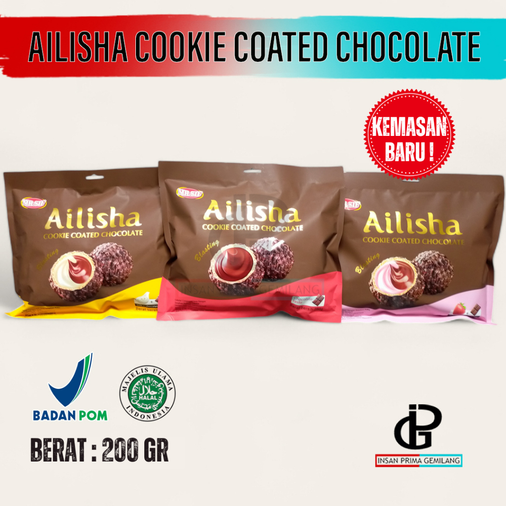Jual Ailisha Cookie Coated Chocolate 200 gr (20 pcs) / Cemilan Cokelat ...