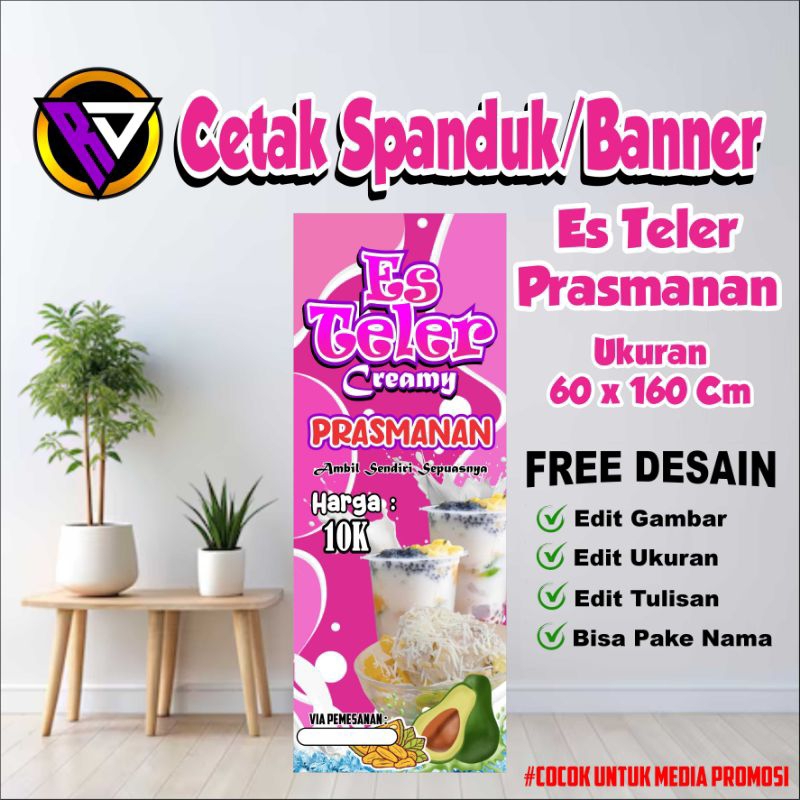 Jual Spanduk Banner Es Teler Prasmanan Size 60x160 Cm Costum Design ...