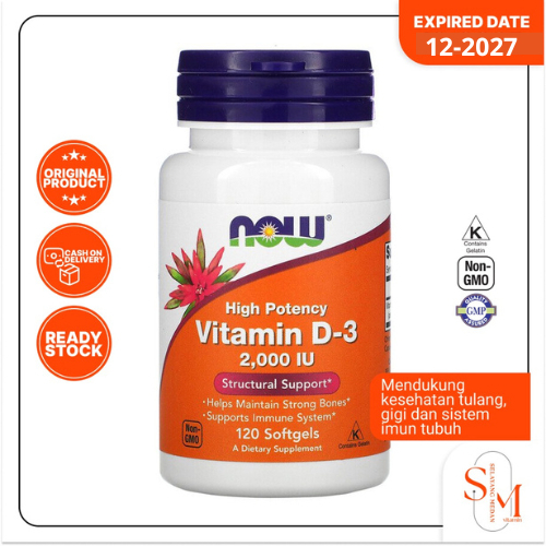 Jual Now Vitamin D3 2000 IU D-3 2.000 IU Isi 120 Softgels - Cegah Osteoporosis Tulang Otot Imun ...