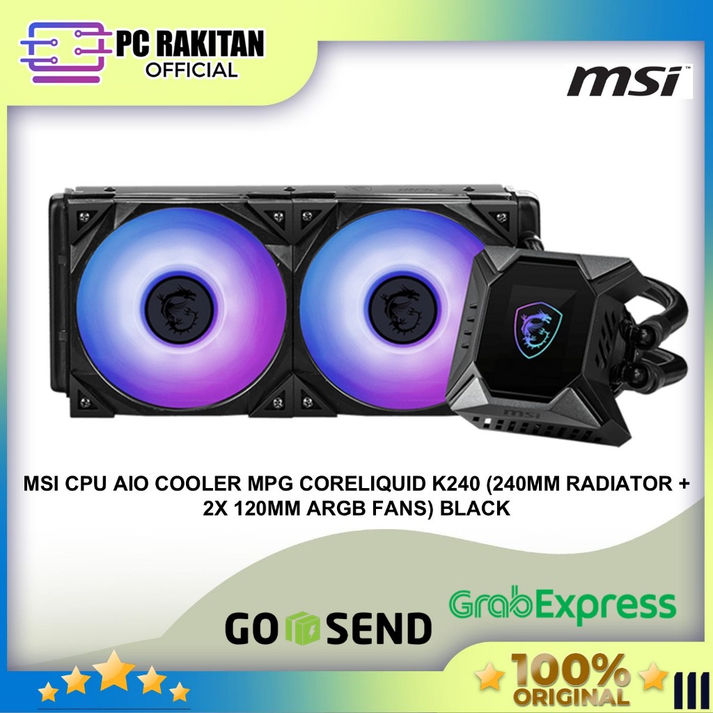 Jual MSI CPU AIO COOLER MPG CORELIQUID K240 (240MM RADIATOR + 2X 120MM ARGB FANS) BLACK | Shopee ...