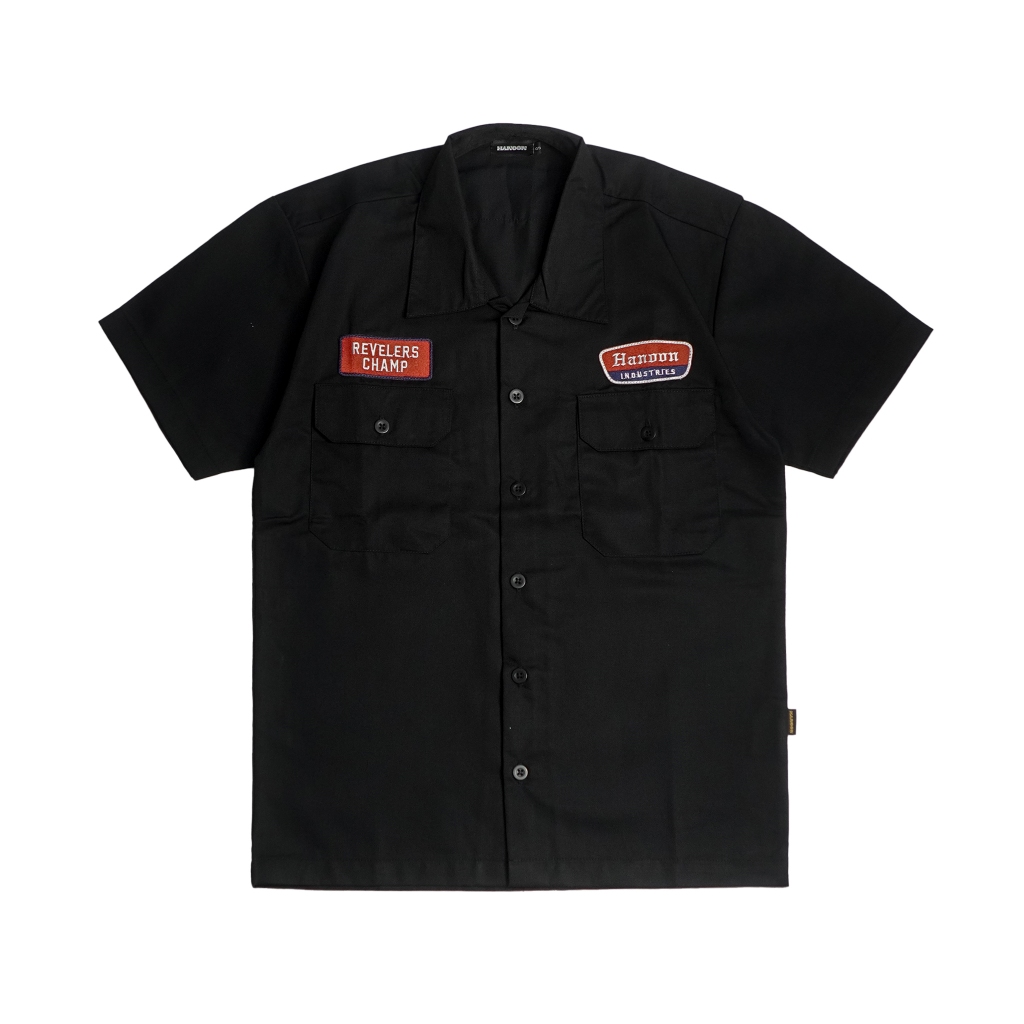 Jual Hanoon Industries – Workshirt Kemeja Pria Pendek Hitam Black ...