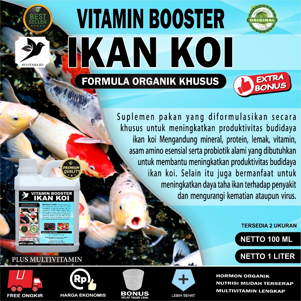 Jual VITAMIN IKAN KOI CEPAT BESAR / NUTRISI IKAN KOI / MULTIVITAMIN IKAN KOI/ BOOSTER BUDIDAYA ...