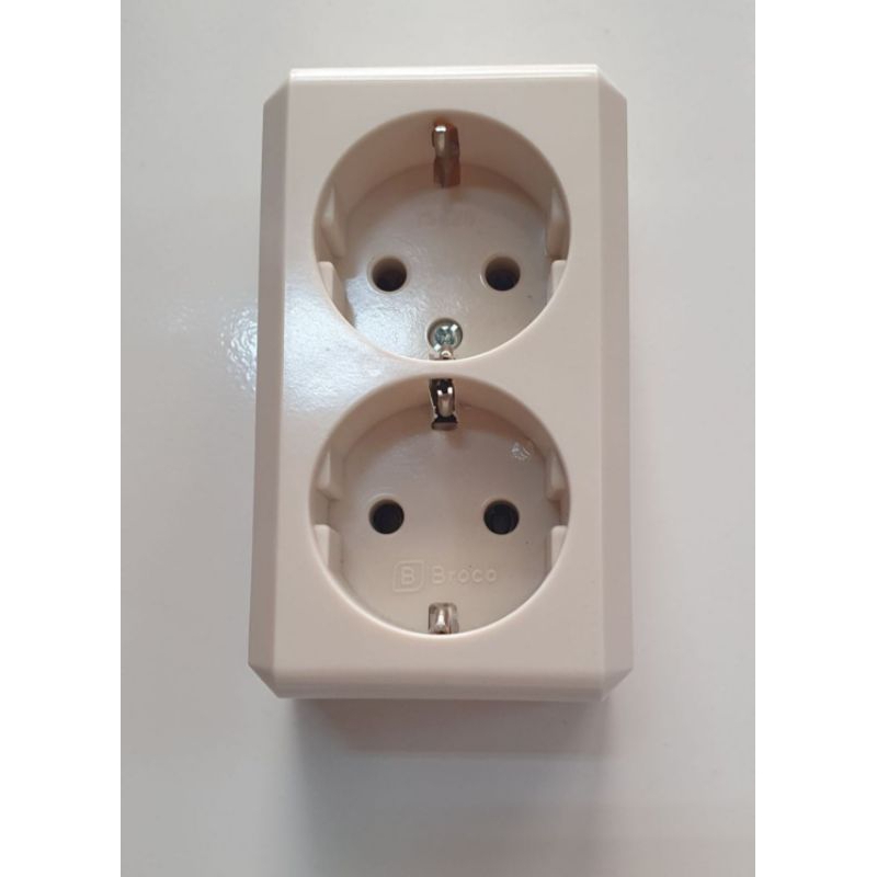 Jual BROCO STOP KONTAK OUTBOW 2 Tang 15420 warna cream | Shopee Indonesia