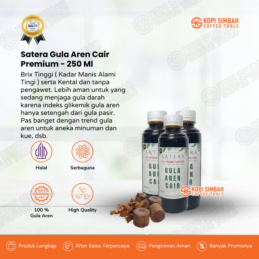 Jual Sirup Gula Aren Cair Premium SATERA 250 ML 100% Brown Palm Sugar ...