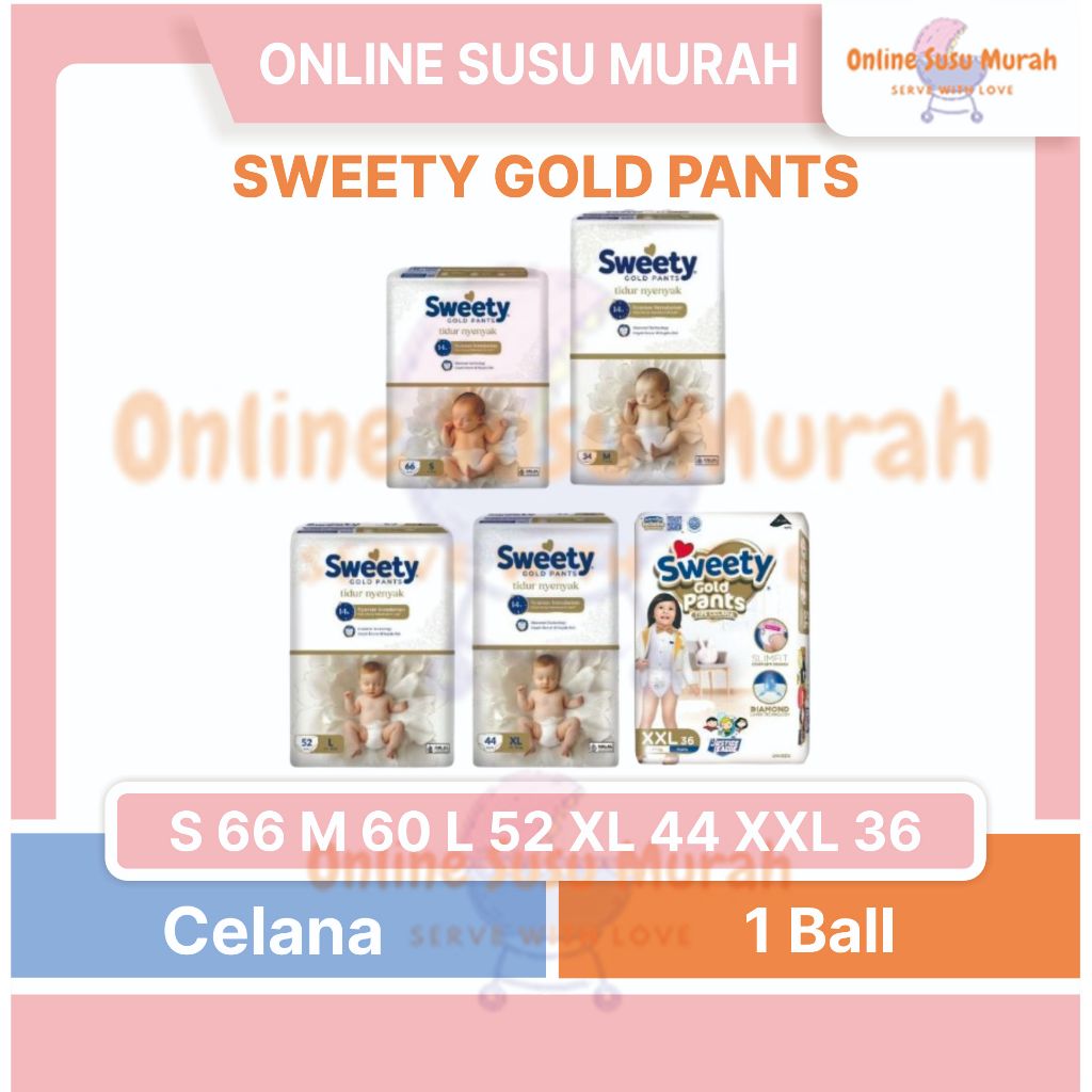 Jual SWEETY GOLD PANTS S66 M60 L52 XL44 XXL36 POPOK CELANA S 66 M 60 L ...