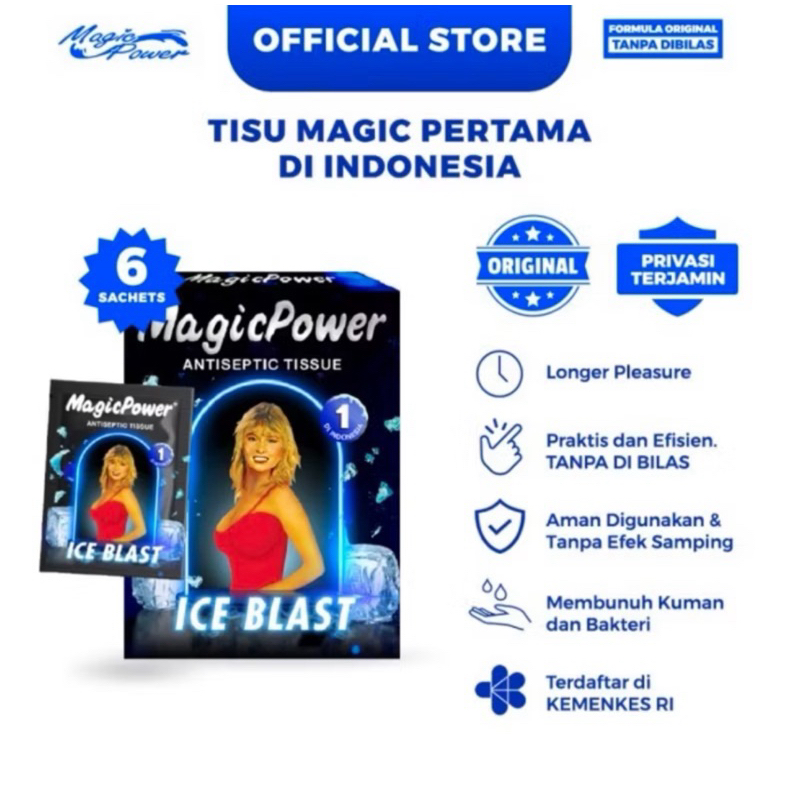 Jual Tissue Magic Power Ice Blast 6 Sachet - Tisu Basah Antiseptic Pria ...