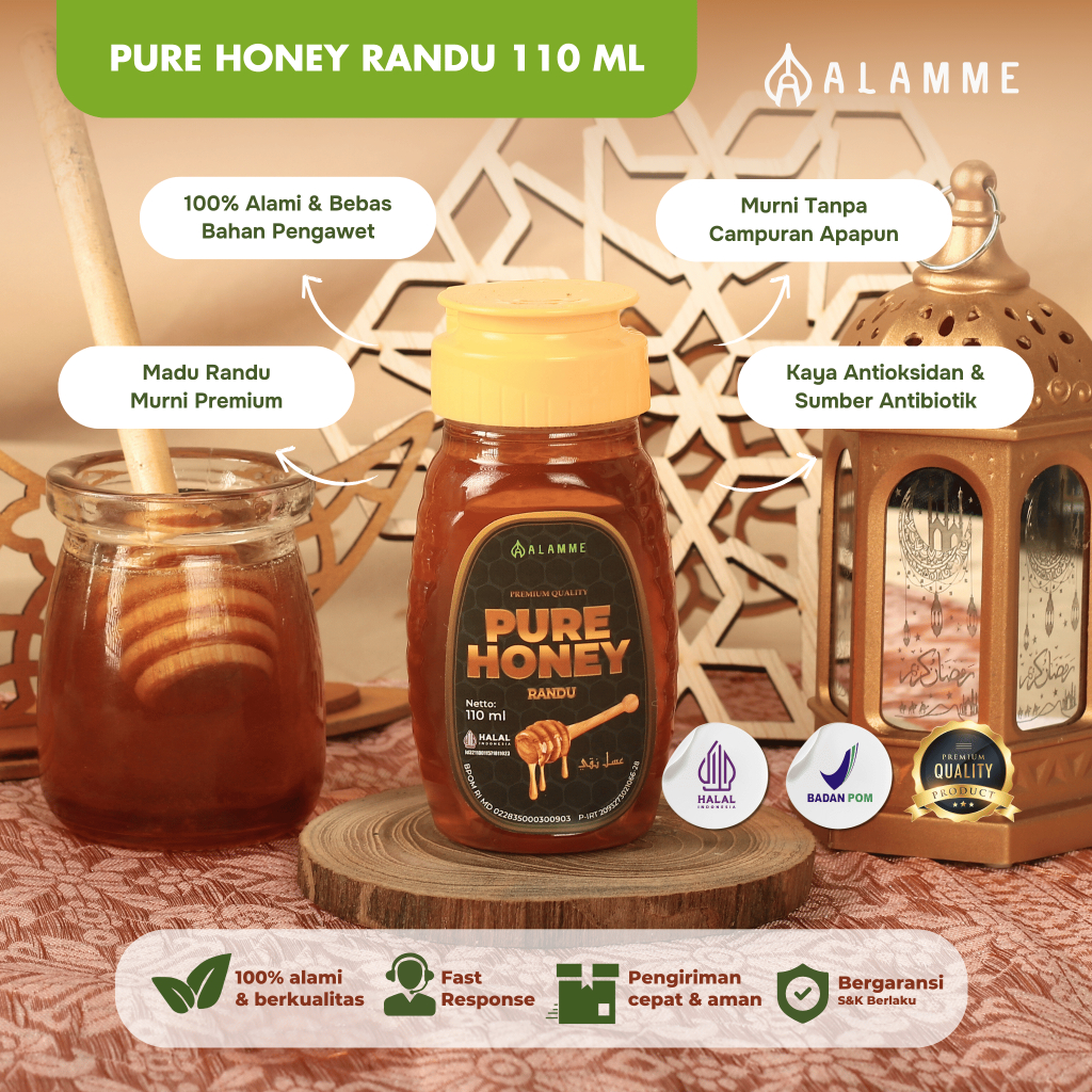 Jual Alamme Pure Honey Madu Randu Murni 100% Original Premium 110ml ...