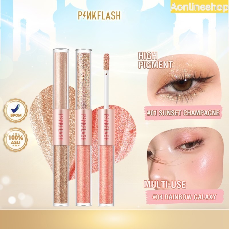 Jual AS PINKFLASH All Glow Eyeshadow PF-E18 2in 1 Liquid Eye shadow Eye ...