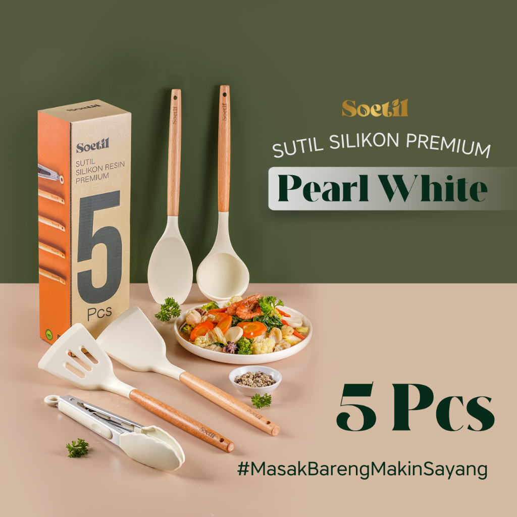 Jual SOETIL Spatula Silikon Set 5pcs Pearl White | Sutil | Sendok Masak ...