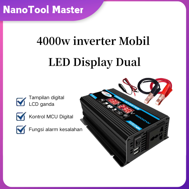 Jual 4000W/3000W Mobil Inverter 12V DC Ke 220V AC Power Converter LED ...