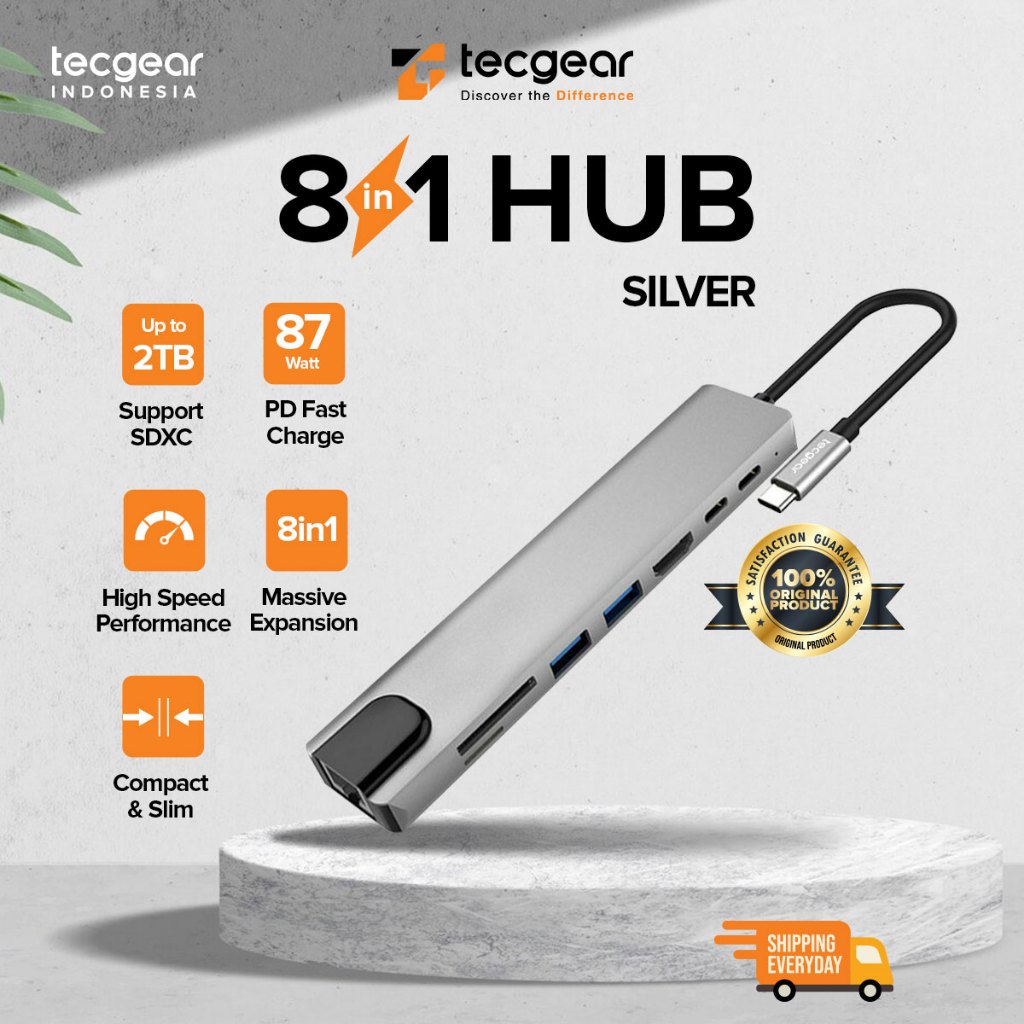 Jual USB C HUB 8 in 1 Windows, Macbook, Ipad, Android, 4K HDMI, OTG, PD ...