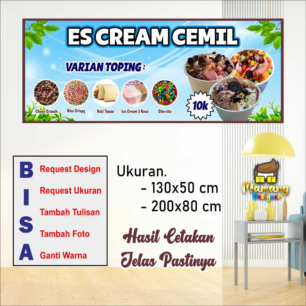 Jual Spanduk Banner Model Biru Ice Cream Cemil Bagus | Shopee Indonesia