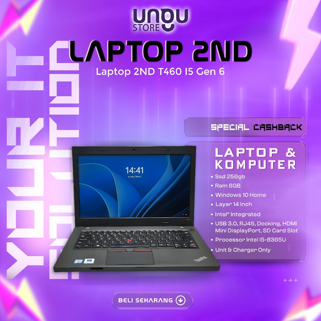 Jual Laptop Second Lenovo T460 I5 Gen 6 Ram 8Gb SSD 256Gb Laptop Second Lenovo Bergaransi ...