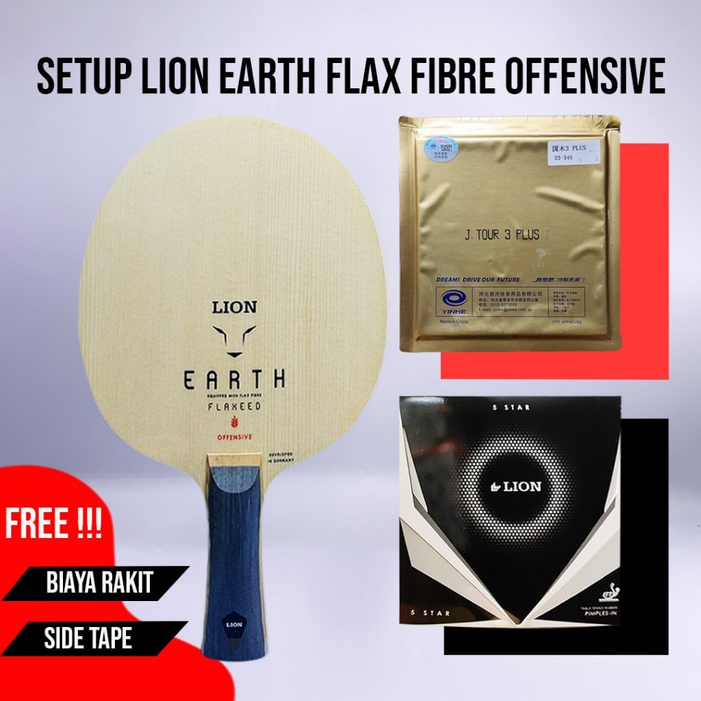Jual Paket Bat Tenis Meja Pingpong Rakitan Lion Earth Offensive Flax Fibre Yinhe Jupiter Tour 3 ...