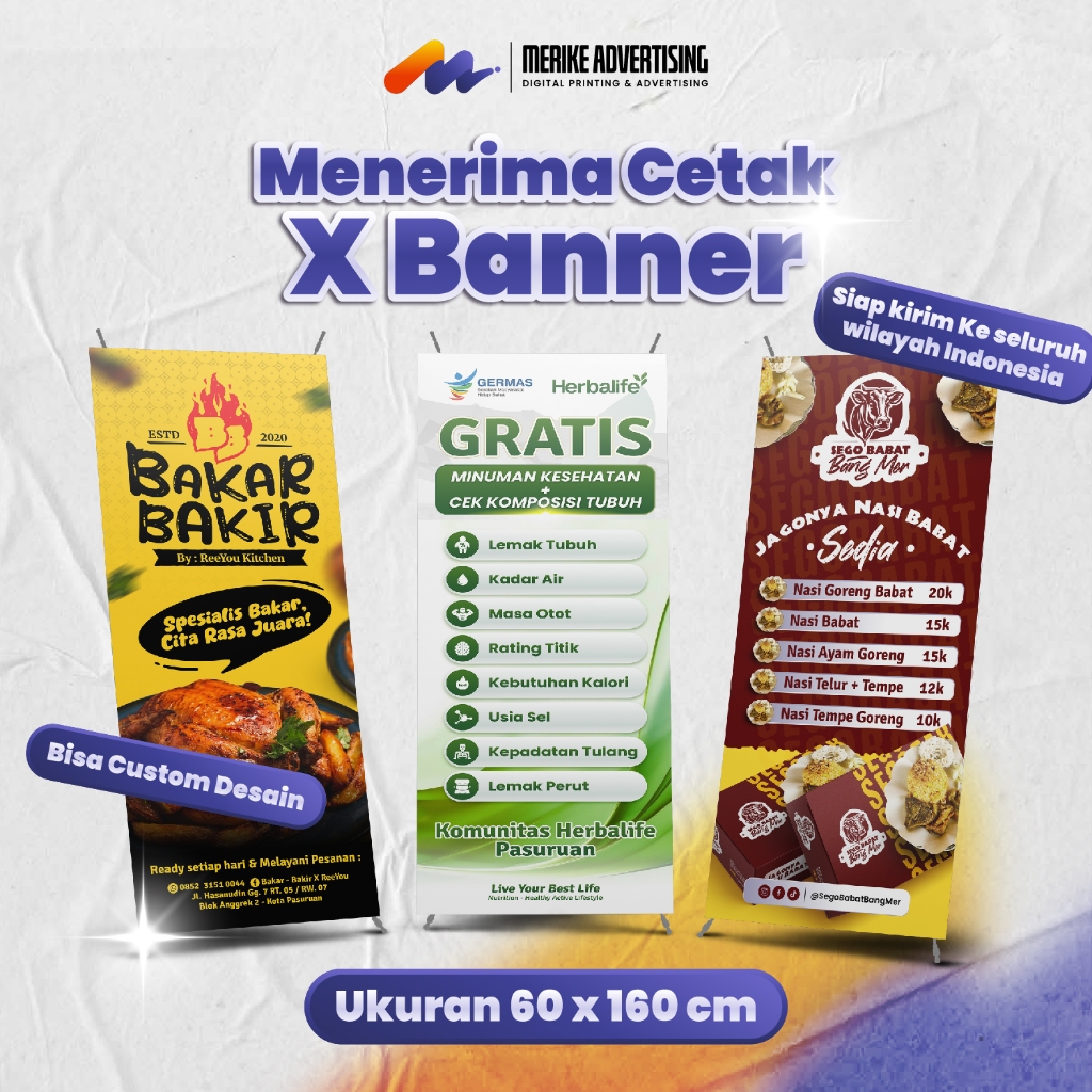 Jual CETAK X BANNER UKURAN 60 x 160 cm | BISA DESAIN | CEPAT SEHARI PROSES LANGSUNG KIRIM ...