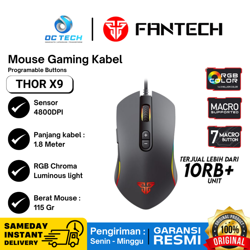 Jual Fantech Gaming Mouse X9 THOR Mouse Gaming Kabel Standart Macro ...
