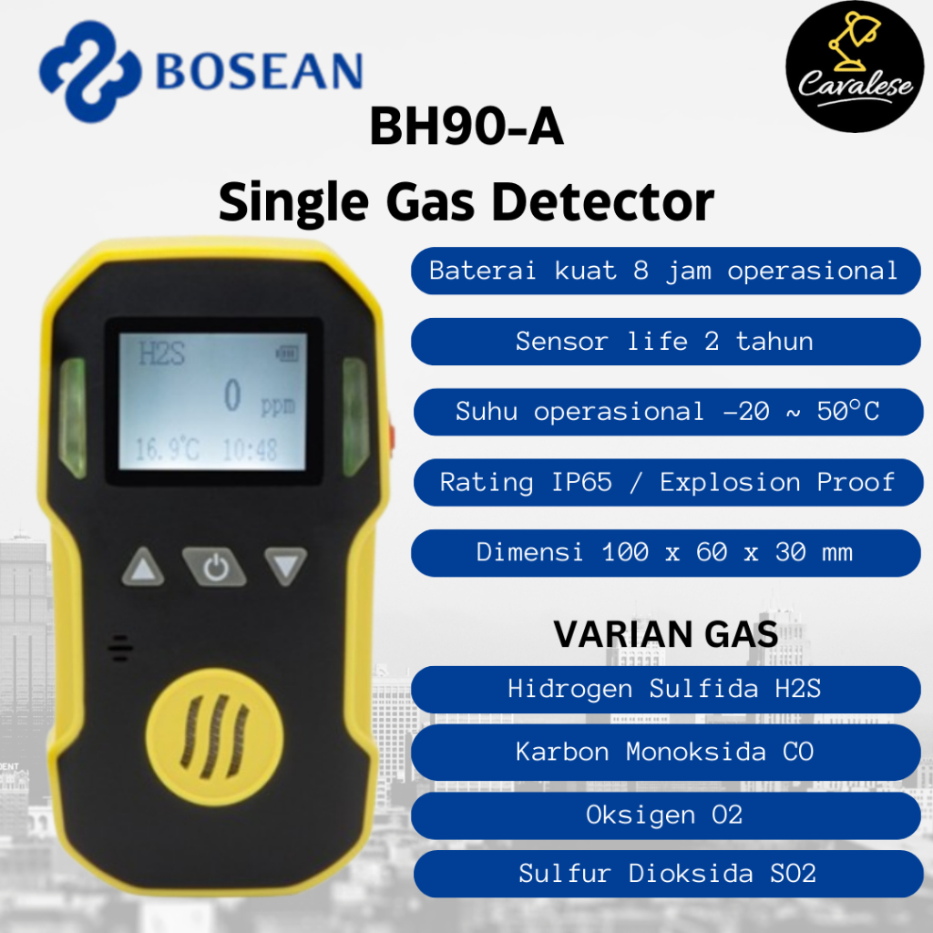 Jual Bosean Single Gas Detector Karbon Monoksida/Oksigen/Hidrogen Sulfida CO/O2/H2S BH90A ...
