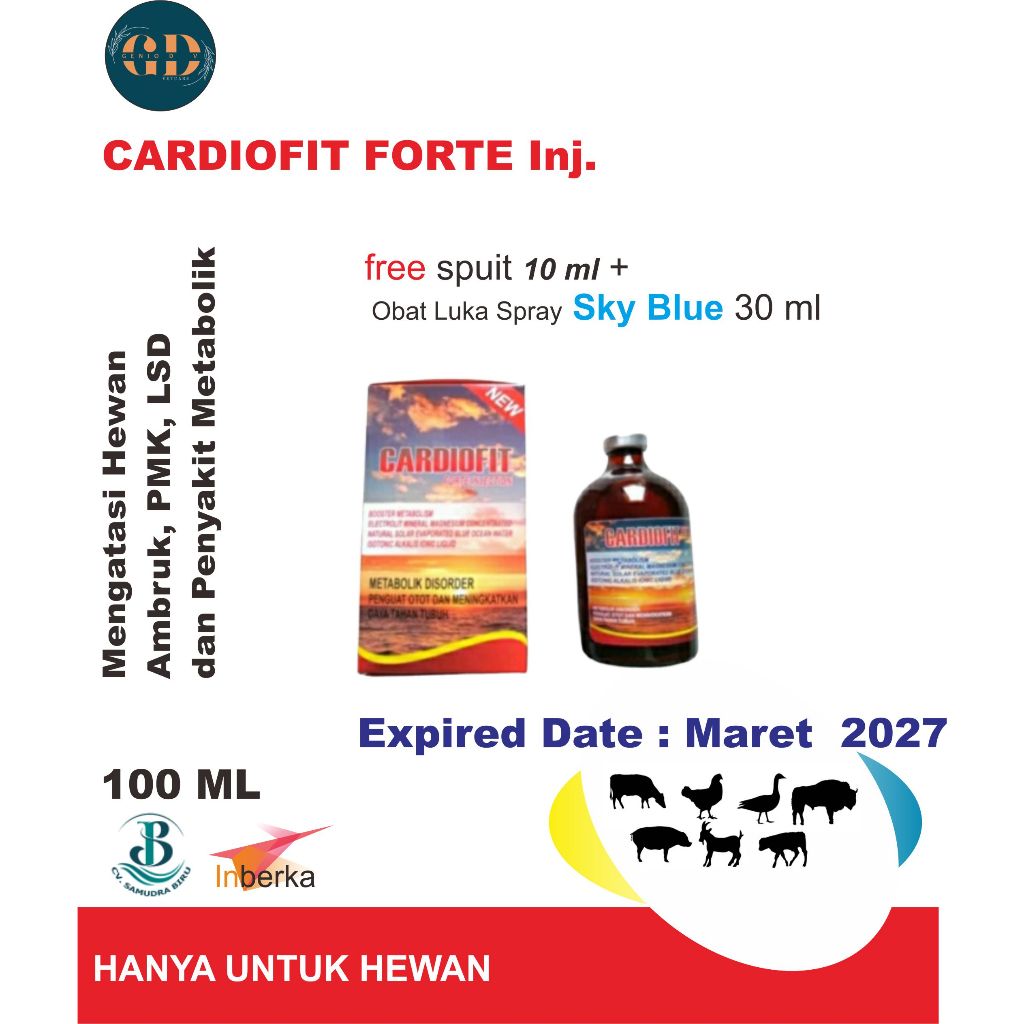 Jual Mengatasi Sapi Ambruk - Cardiofit Forte Inj + Sky Blue 50 ml ...