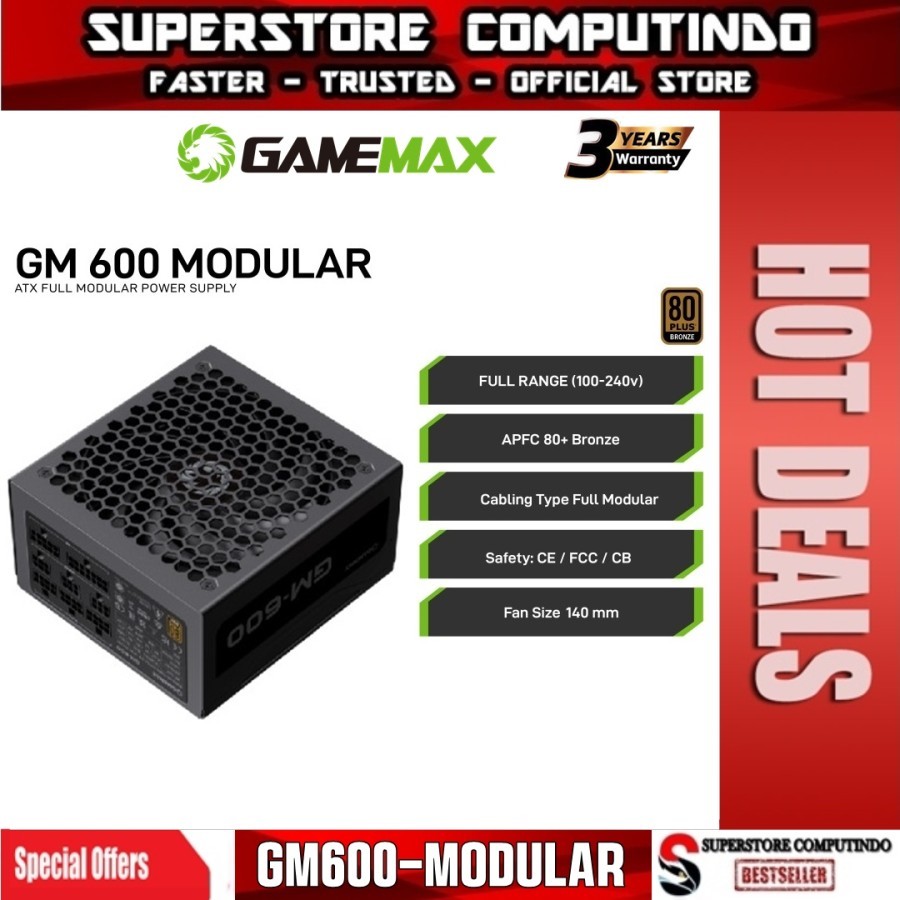 Jual PSU GameMax GM-600 Full Modular ATX Power Supply 80 Plus Bronze ...