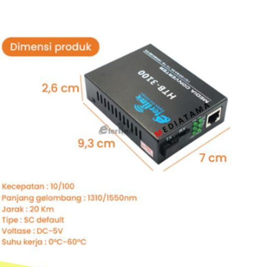 Jual Sepasang HTB-3100 Fiber Optic Media Konverter Single Mode dengan 5V 2A EU Adaptor Fo 3100 ...
