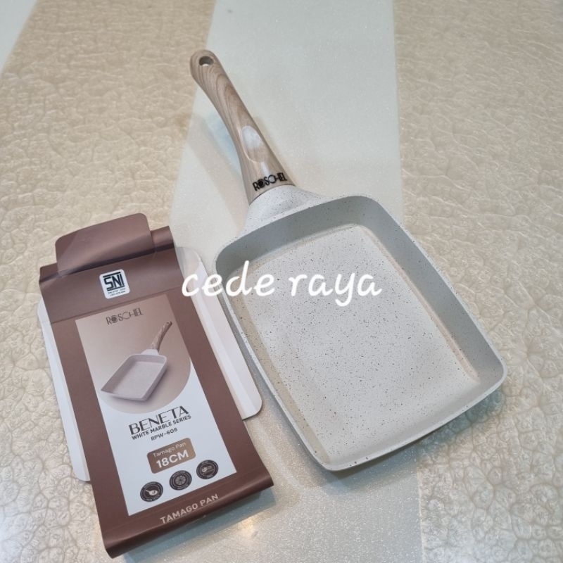 Jual pan telur segi jepang tamagoyaki omelet pan roschel marble 18 cm ...
