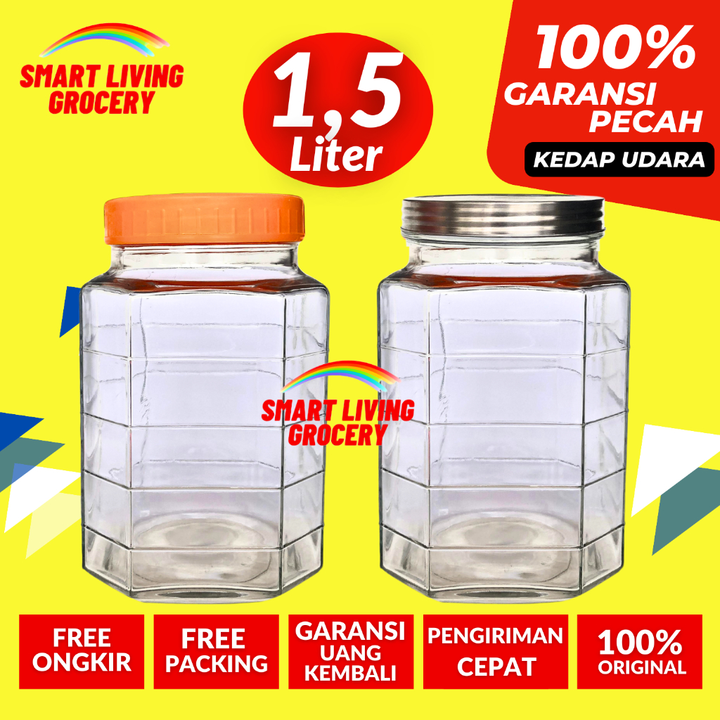 Jual TOPLES KACA KEDAP UDARA 1,5 LITER TOPLES BOTOL JAR TEMPAT WADAH ...