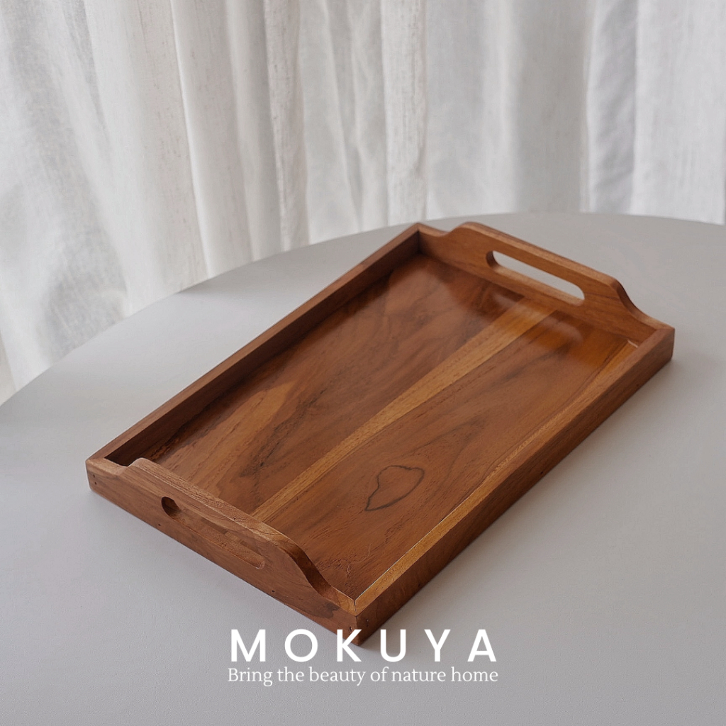 Jual [ ICHI ] Nampan kayu jati baki kotak. Wooden tray (kayu sambungan tidak utuh) | Shopee ...