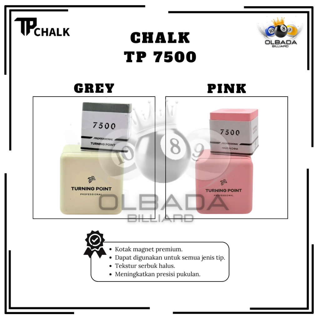 Jual TP Turning Point 7500 Chalk - TP Grey - TP Pink Chalk Billiard | Shopee Indonesia
