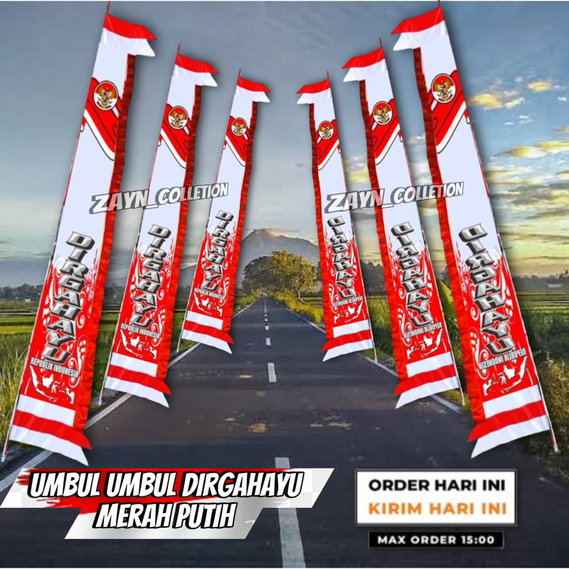 Jual (10 PCS) BENDERA UMBUL UMBUL DIRGAHAYU REMPEL UMBUL UMBUL DIRGAHAYU TERBARU PANJANG 3,5 ...