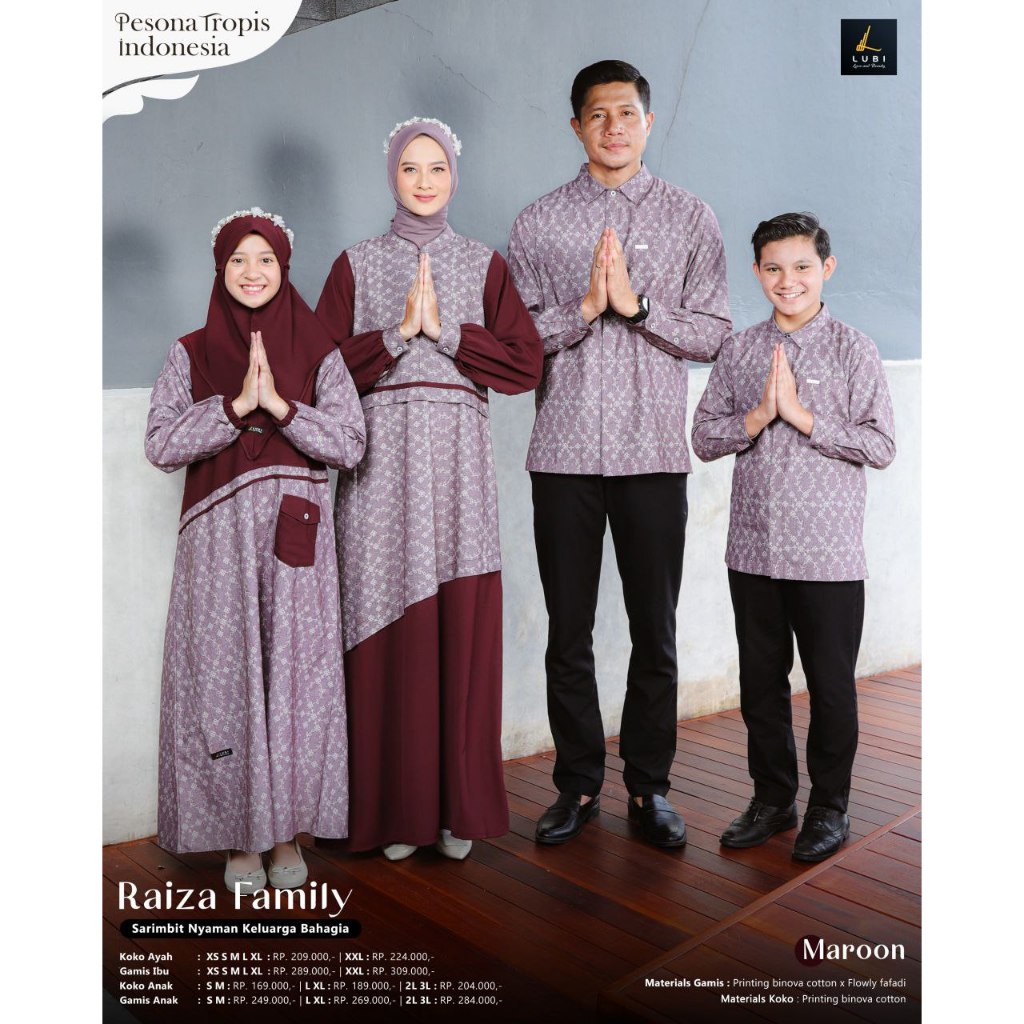 Jual Sarimbit Keluarga 2025 Terbaru LUBI RAIZA FAMILY MAROON Baju ...