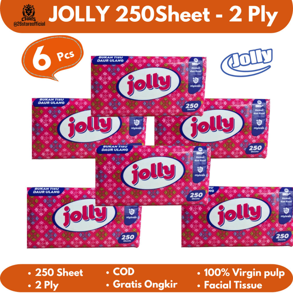 Jual [6 PACK] JOLLY 250Sheet Tisu wajah JOLLY - Facial Tissue 250s ...