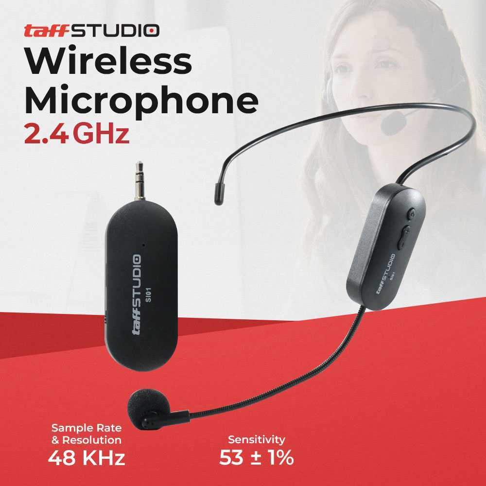 Jual TaffSTUDIO Wireless Microphone 2.4GHz Headset CS with Receiver ...