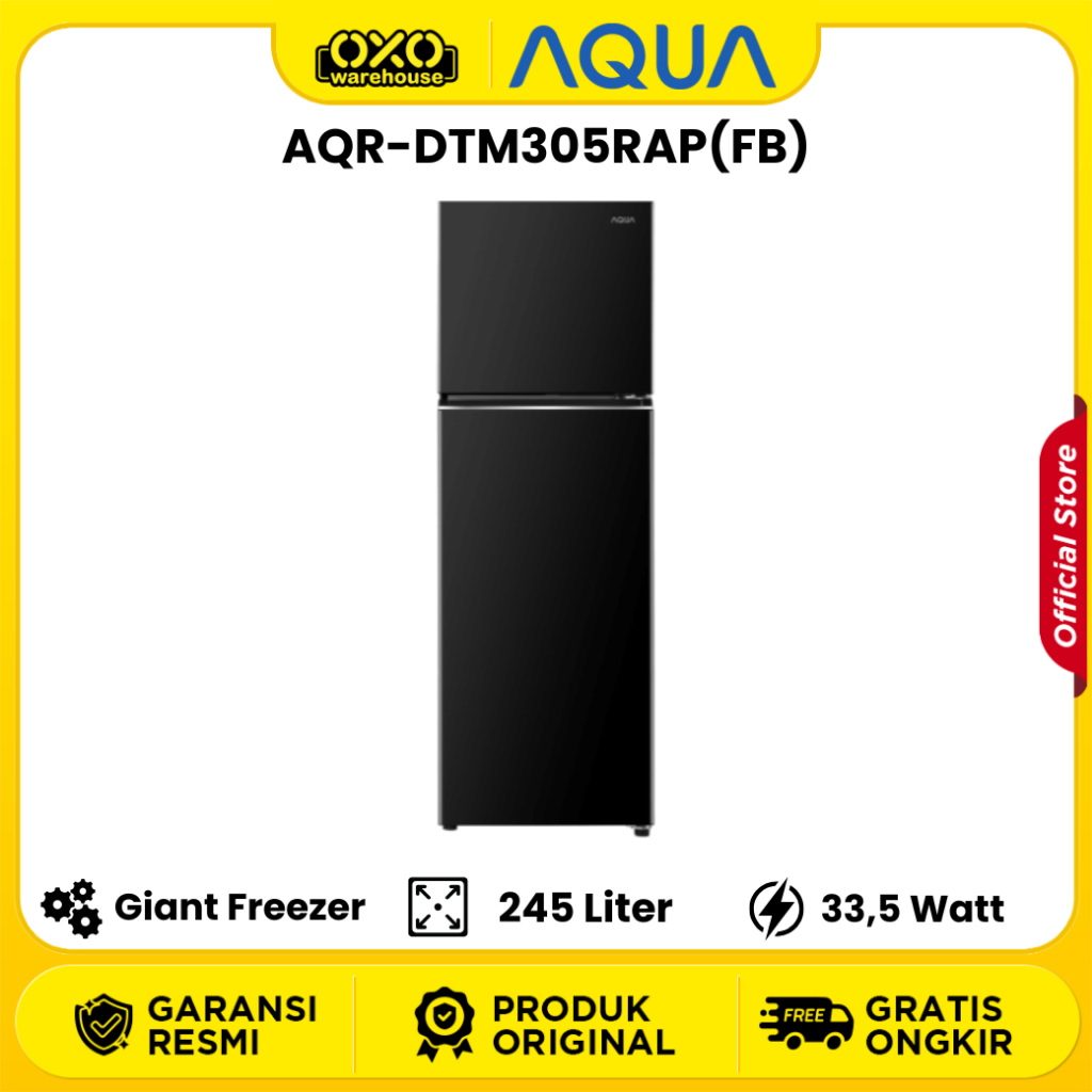 Jual AQUA Kulkas 2 Pintu Kapasitas 245 Liter Twin Inverter AQR-DTM305RAP-FB Garansi Resmi ...