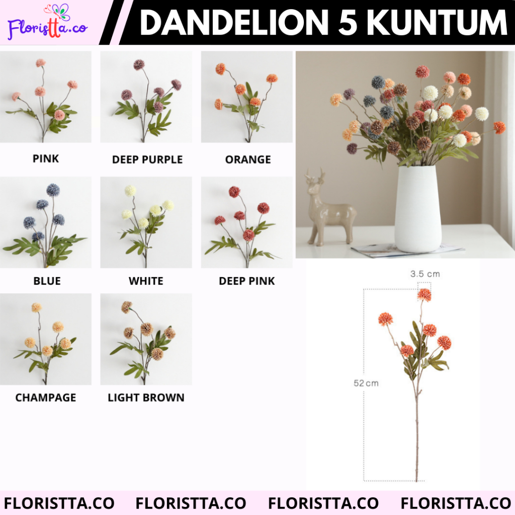 Jual Bunga Dandelions European Style 5 Kuntum Artificial flowers ...