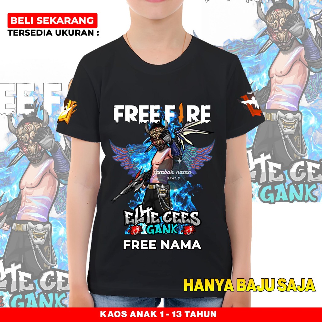 Jual FREE NAMA - Kaos Motif Free Fire Topeng Biru - Baju Anak Usia 1 ...
