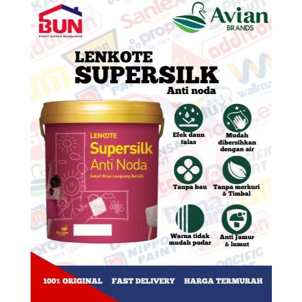Jual CAT TEMBOK LENKOTE SUPERSILK ANTI NODA 2,5 LITER / AVIAN INTERIOR / SAGE GREEN N12 | Shopee ...