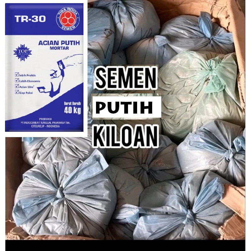 Jual Semen Putih Acian Eceran Kiloan Tigaroda Tiga Roda Harga per 1 Kg ...