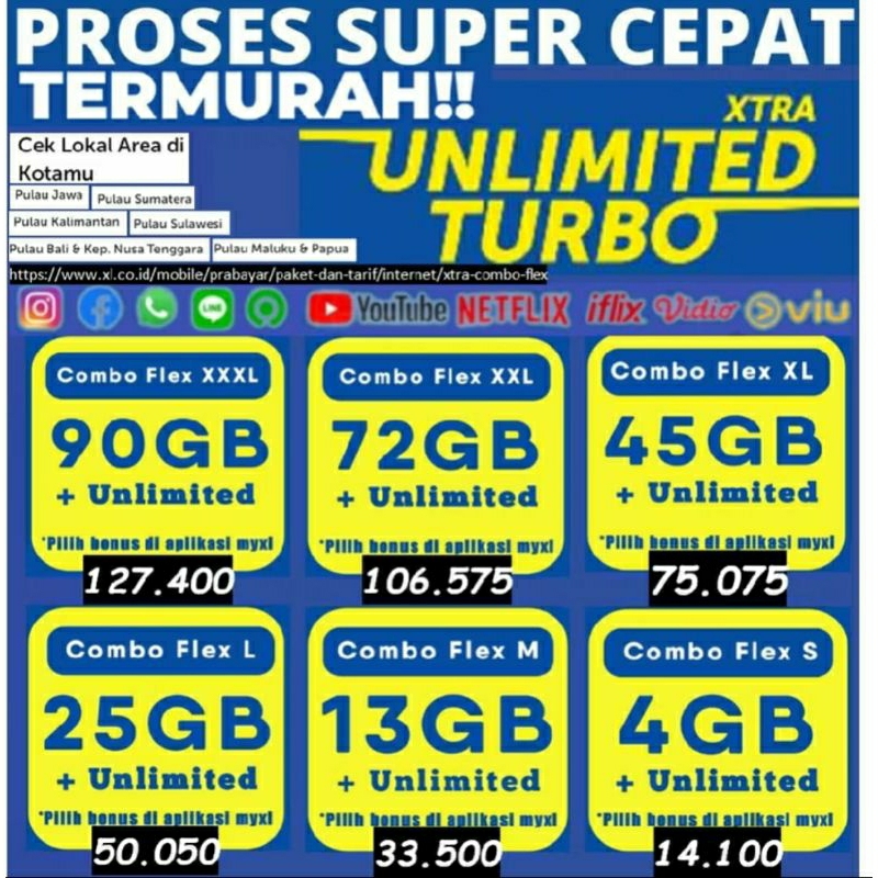 Jual TERMURAH KUOTA XL XTRA COMBO VIP + COMBO FLEX PLUS + COMBO LITE ...