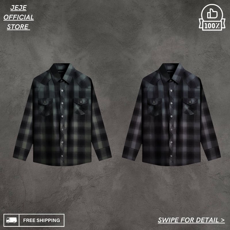 Jual [BARU] FLANEL RUCAS GRADATION WASHED SHIRT/GALAXY/MIRACLE BLUE ...