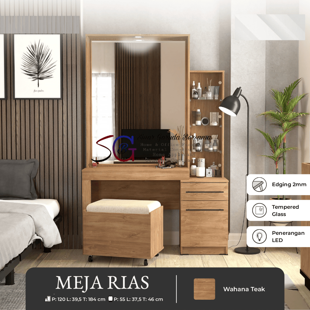 Jual MEJA RIAS WARNA COKELAT DESAIN CLASSIC + LED WHITE / DRESSING ...