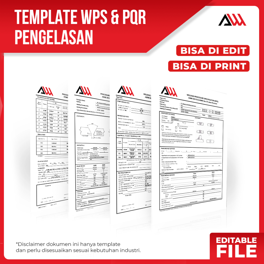Jual Template WPS / PQR / Welding Procedure Specification / Procedure ...