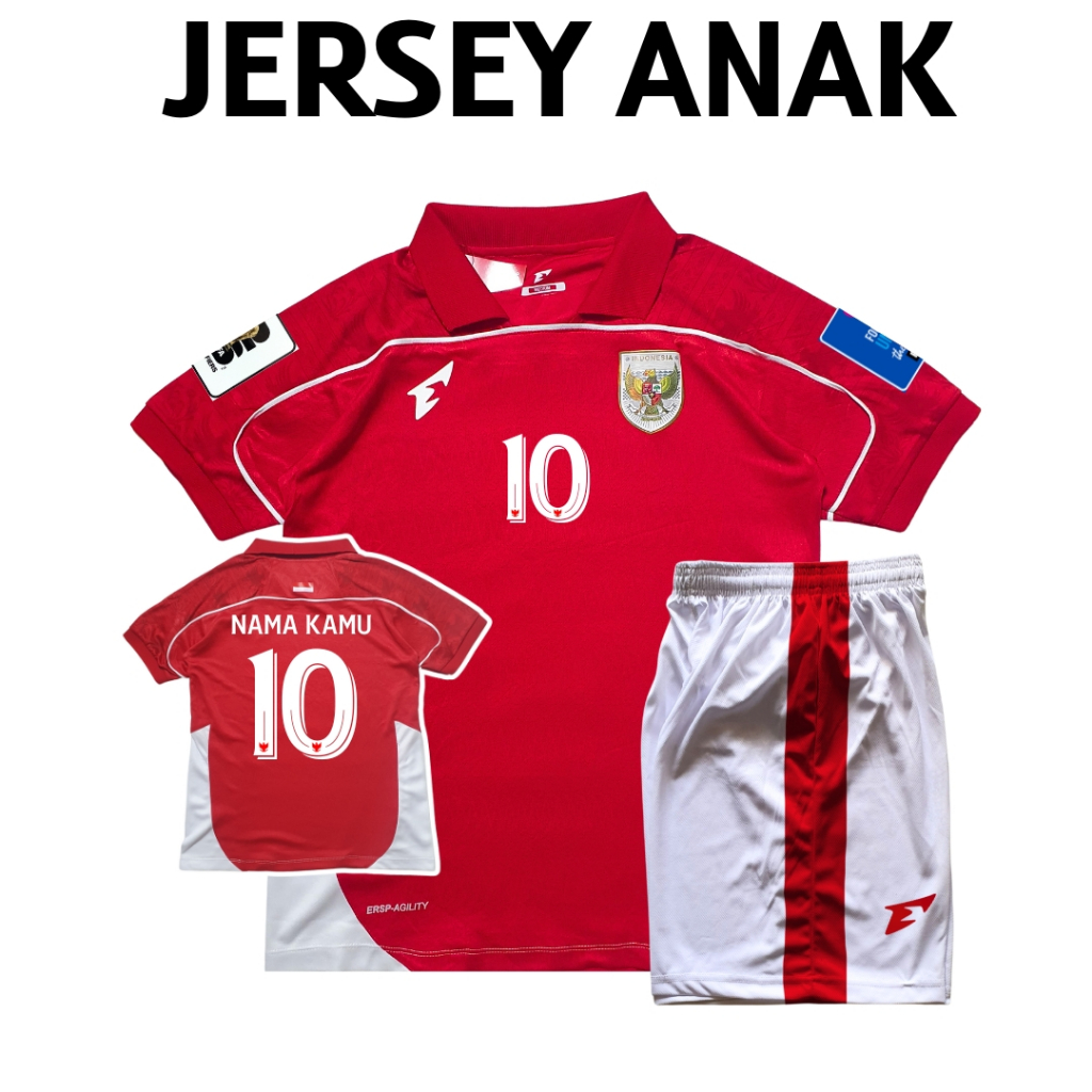 Jual Kids Jersey Timnas Anak Indonesia 2025 2026 Home Erspo KIDS Baju Bola Sablon Nama Merah ...