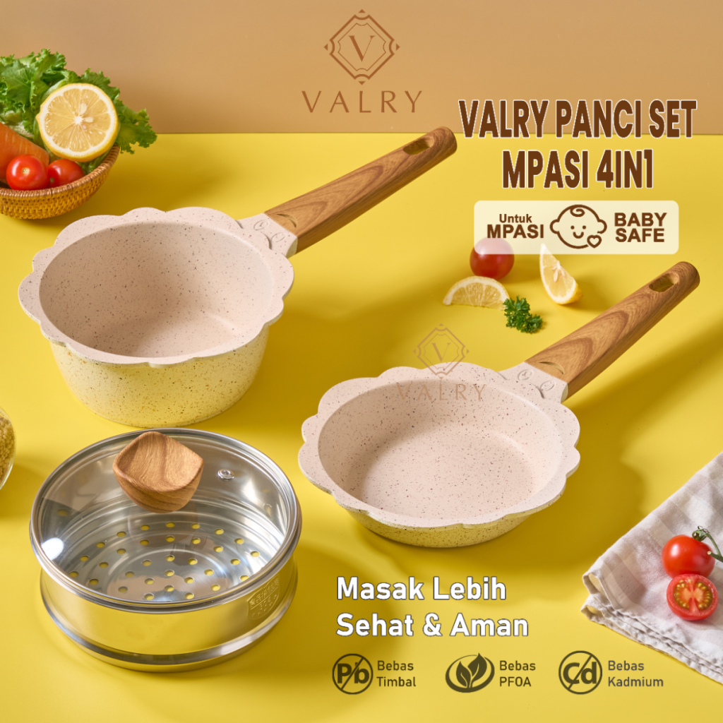 Jual PANCI MPASI 4IN1 VALRY fry pan sauce pan kukusan dan tutup kaca ...