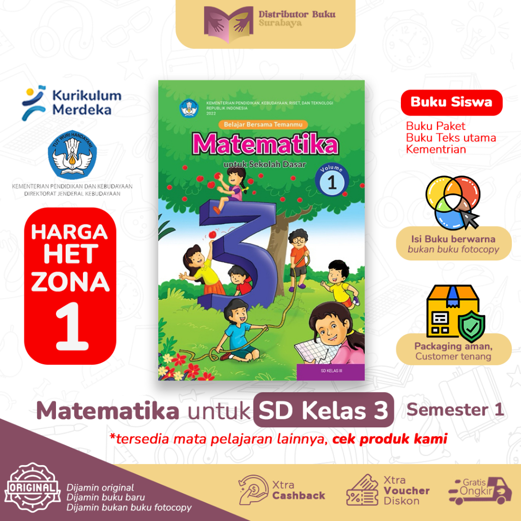 Jual Buku Matematika Kelas 3 SD Semester 1 - Buku Paket Siswa - Kurikulum Merdeka | Shopee Indonesia