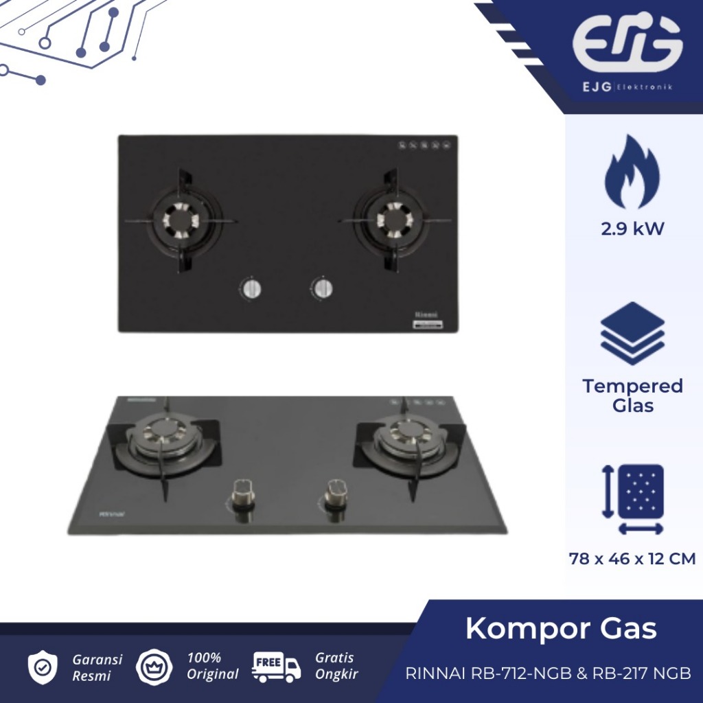 Jual Kompor Gas Tanam Rinnai 2 tungku RB 712 N GB RB 217 N GB | Shopee Indonesia
