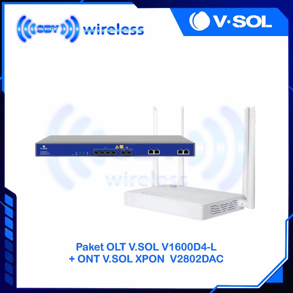 Jual Paket OLT EPON V.SOL V1600D4-L (Non SFP) With ONT XPON V2802DAC ONU VSOL | Shopee Indonesia