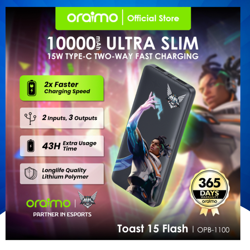 Jual Powerbank Oraimo x MPL Mobile Legends Toast 15 Flash Real Capacity ...