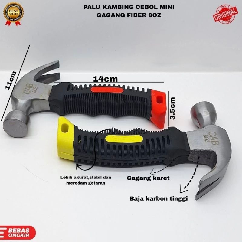 Jual ALGAN25 PALU MINI KAMBING 8OZ PANJANG 16CM BAHAN BESI KUAT GAGANG ...