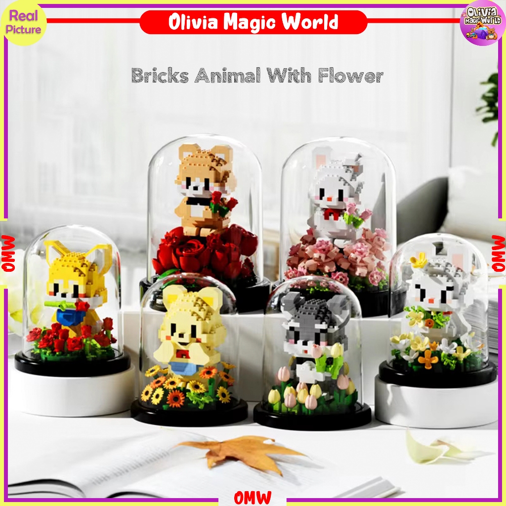 Jual Bricks Nano Block Mainan Edukatif Hewan In Flower Glass Mini Toy ...