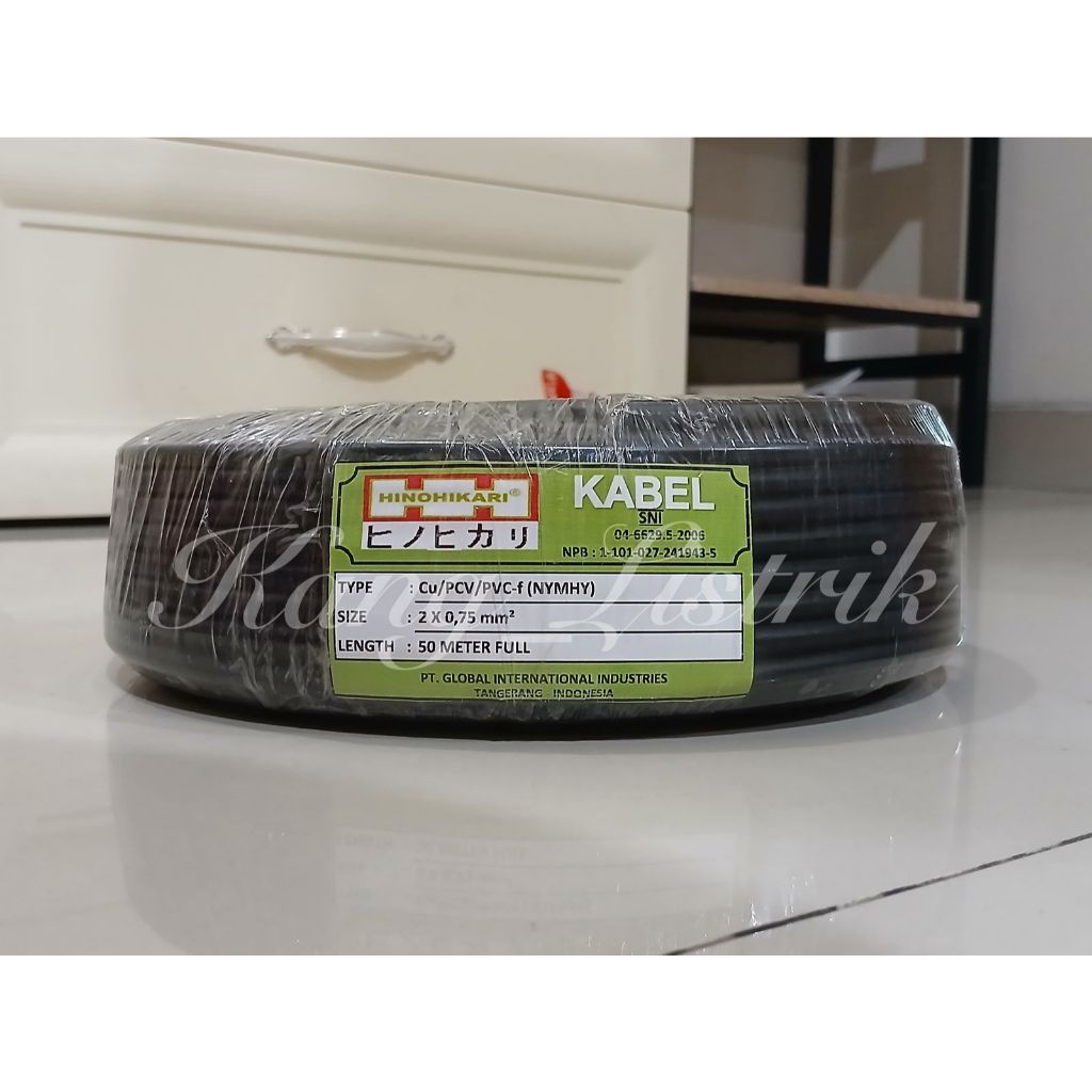 Jual HINOHIKARI NYMHY 2x0,75mm KABEL SERABUT HITAM NYYHY HINOHIKARI 2x0,75mm Per 50Meter ...